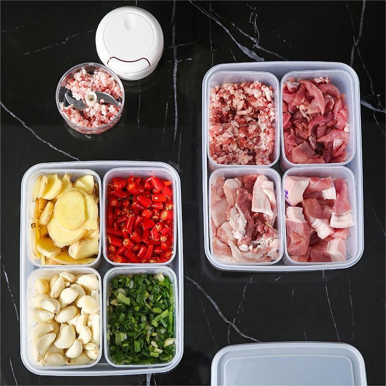 Refrigerator Storage Box Four Compartment Food Sub-Packed Side Dishes ...