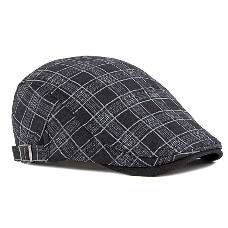 Marbit Stripe Lattice Beret Hat Women Men Plaid Visors Duckbill ...