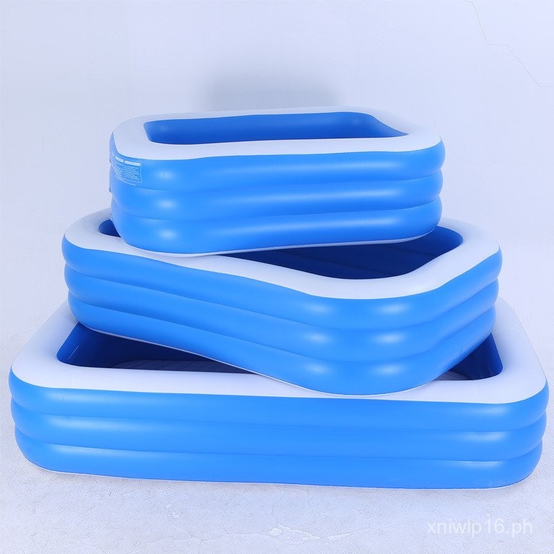 Blue and White Three-Layer Inflatable Swimming Pool Outdoor Large ...