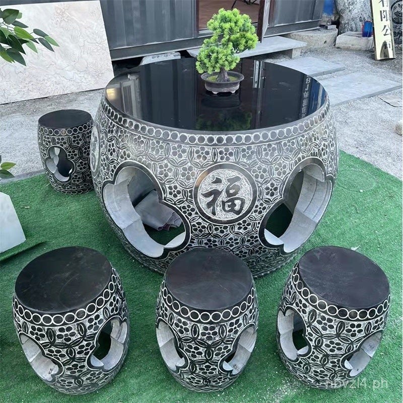 Bluestone Tea Table Stone Bench Courtyard Garden Park Villa Outdoor ...