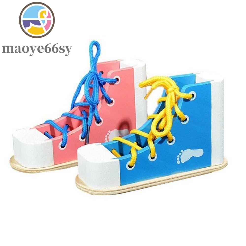 MAOYE66SY Wooden Shoelace Toys, Tie Shoes Lacing Sneaker Montessori Tie ...