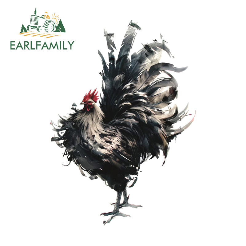 EARLFAMILY Black Rooster Graffiti Car Sticker Scratch-Proof Caravan ...