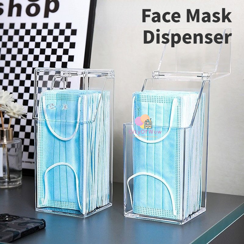 Face Mask Dispenser Acrylic Masks Storage Box Tabletop Holder High ...