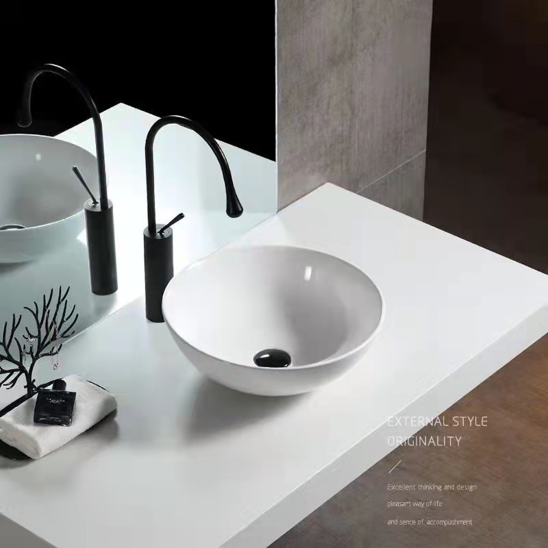 Nordic Ultra-Thin Countertop Basin Small Apartment Round Household Art ...
