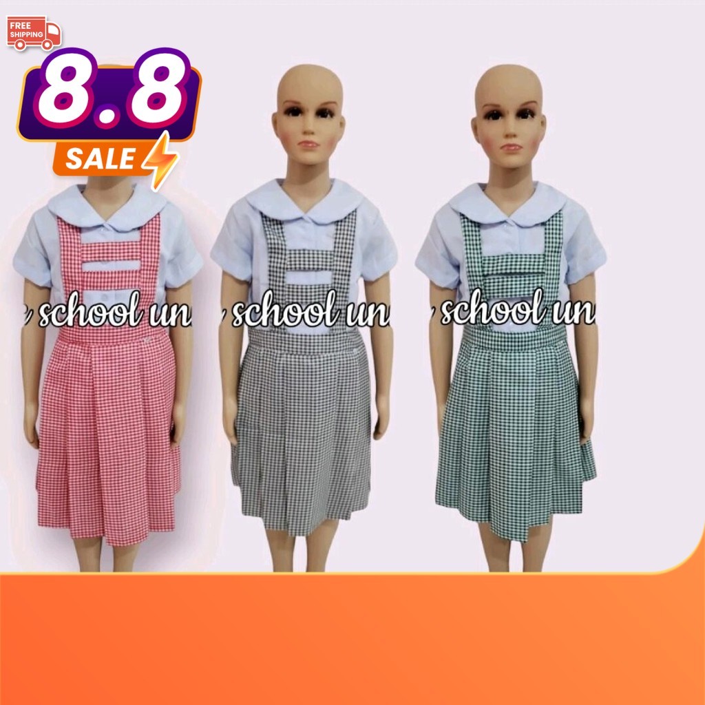 TERNO CHECKERED SKIRT WITH JUMPER & PLAIN BLOUSE SCHOOL UNIFORM (black ...