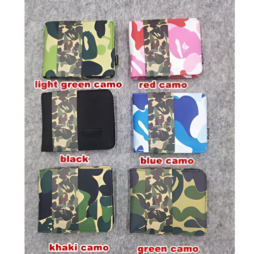 Bape Camo Short Wallet Men's and Women's Folding Canvas Card Bag Zero ...