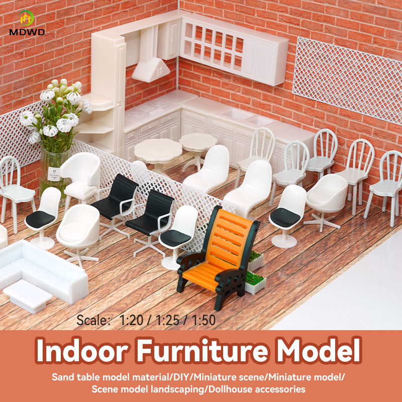 2pcs 1/20 1/25 1/50 Scale Plastic Model Chair Diorama Architecture ...