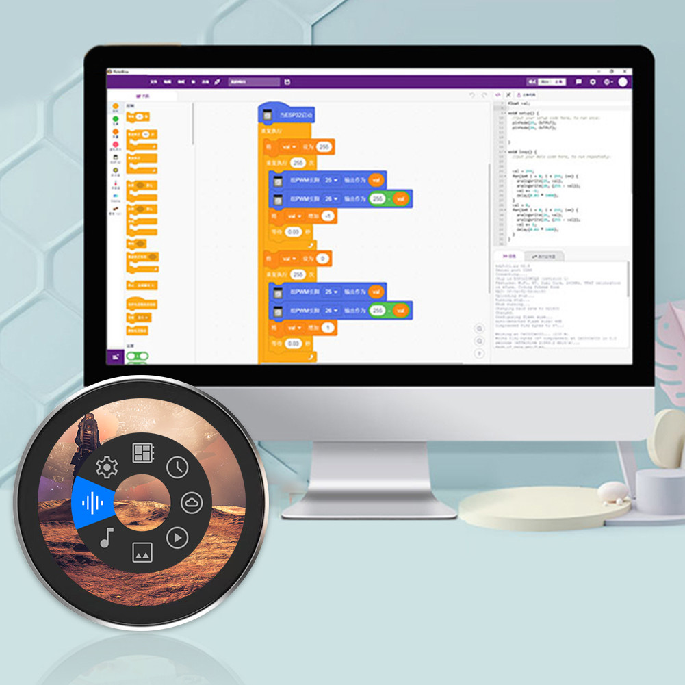 1.8-inch Round Screen 360x360 IPS Display Secondary Screen AI Voice ...