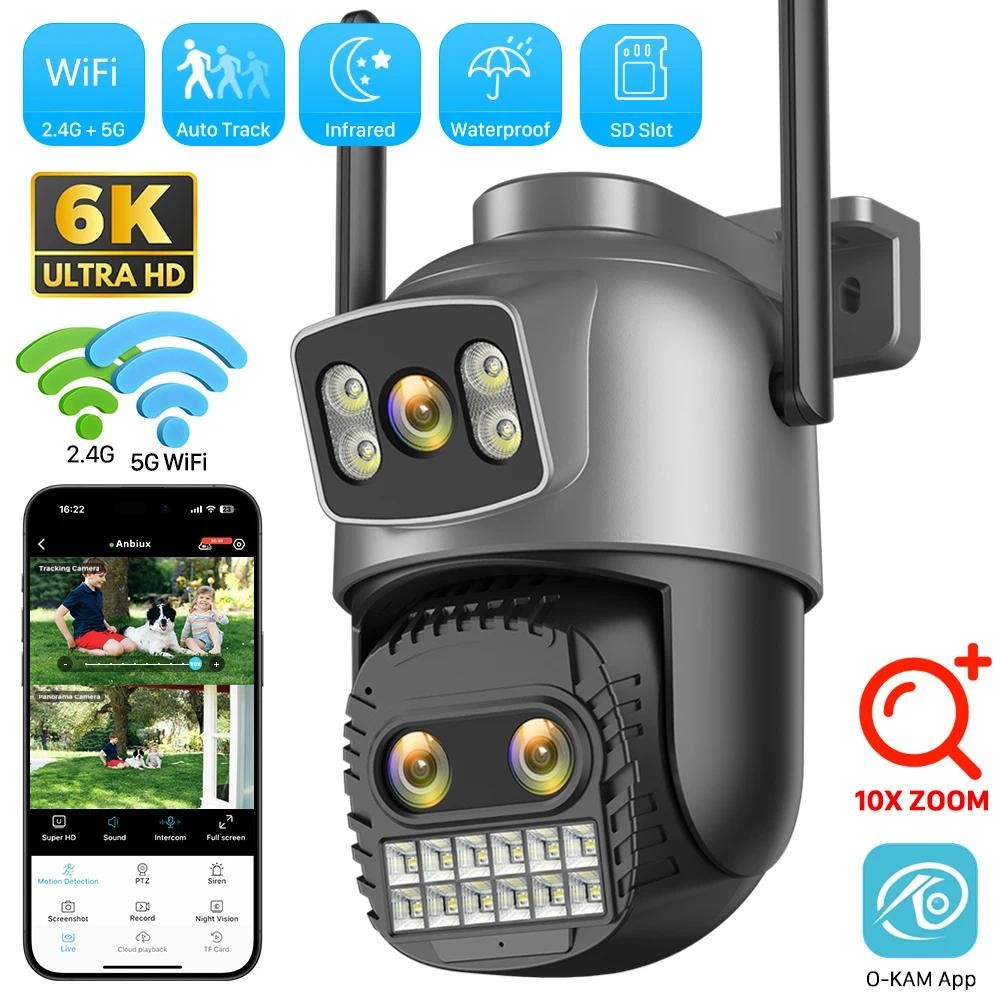 6K 15MP IP Camera Outdoor Three-Lens 10X Zoom IR 100M WiFi Camera 4K ...