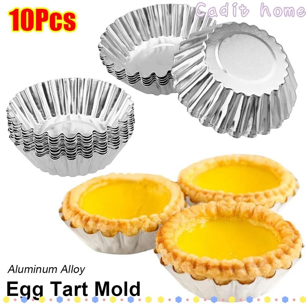 CADIT 10Pcs Egg Tart Mold, Flower Shape Reusable Cupcake Mold, Non ...