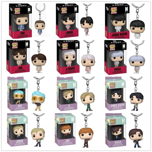 Funko Pop BTS Keychain JUNG KOOK JIN J-HOPE JIMIN V SUGA RM Action Fiugre Model Kids Toys Gift ...