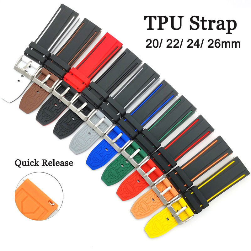Quick Release TPU Watch Strap Band 20mm 22mm 24mm 26mm for Omega for Co ...