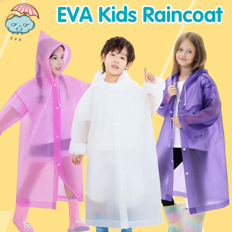 EVA Raincoat for Kids Transparent Hooded Plastic Raincoat Outdoor ...