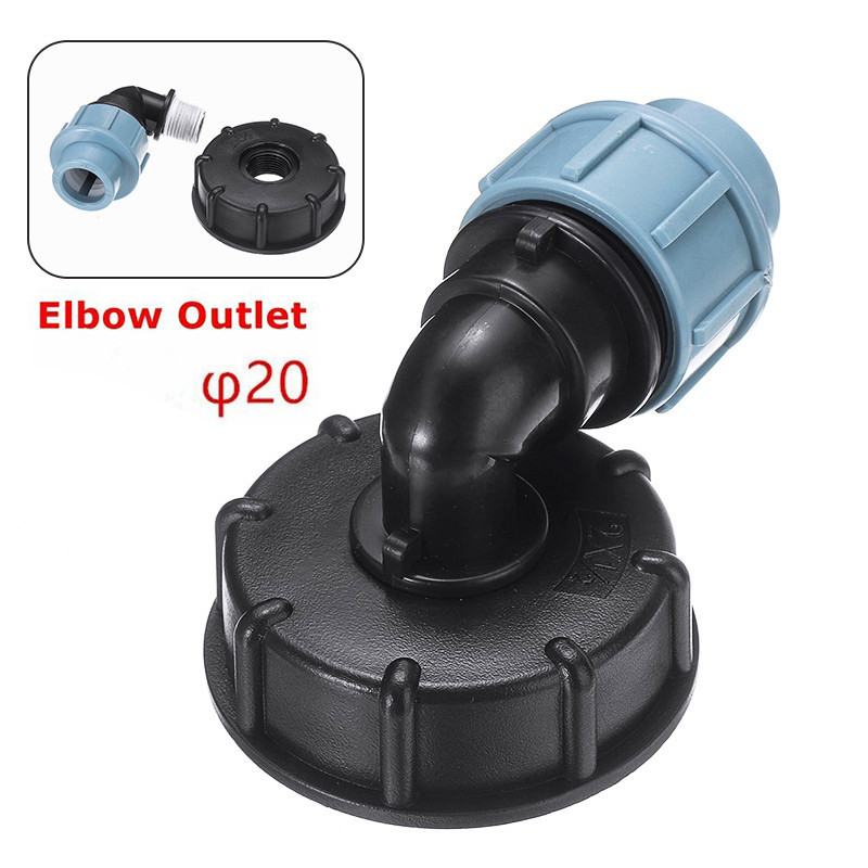 Plastic IBC Water Tank Screw Adapter PE Pipe Fittings Elbow Outlet 20mm ...
