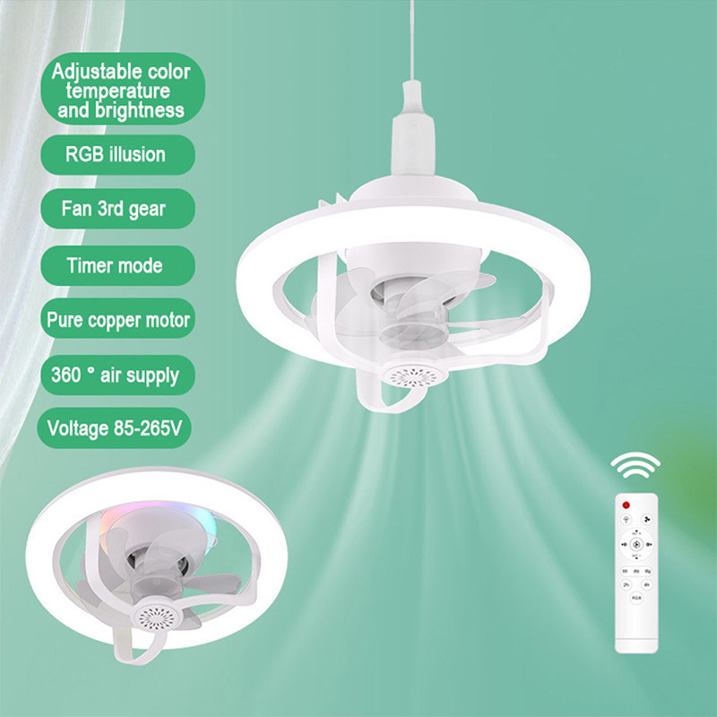 360 ° Rotating Ceiling Fan Light E27 Intelligent Fan with Remote 3 ...