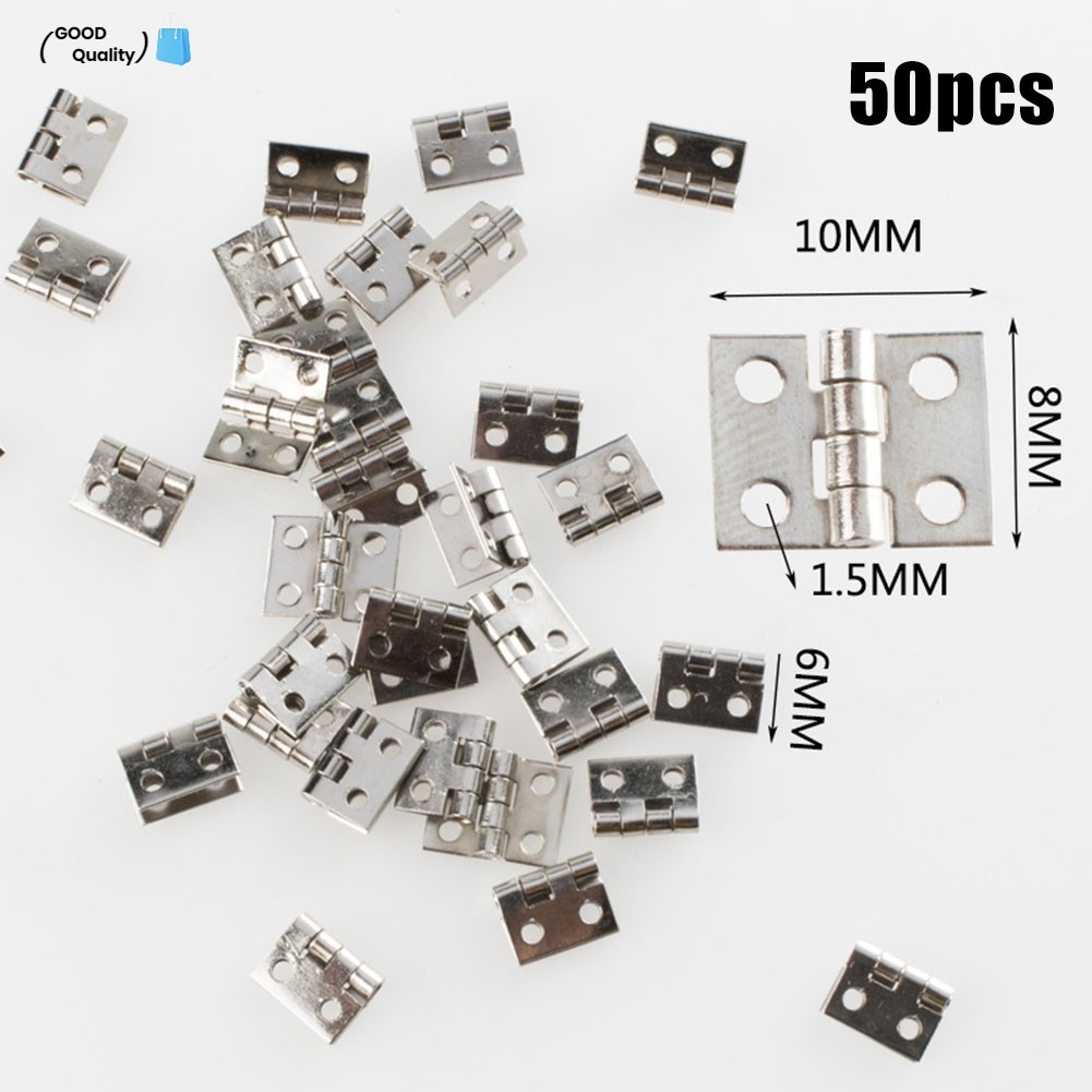 50pcs Mini Brass Hinge For Small Craft Door Box Accessories Silver 8 ...