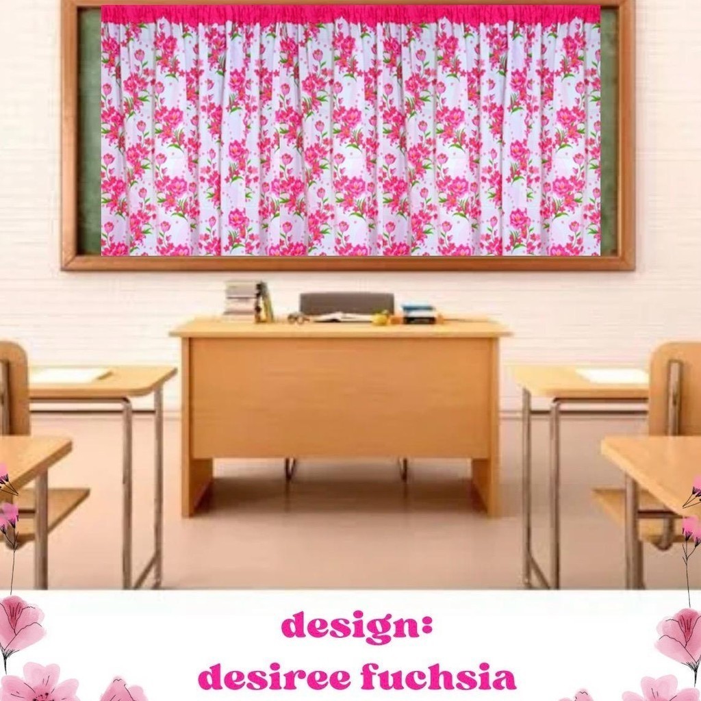 school chalkboard curtain/ kurtina pangpisara floral design/ blackboard ...
