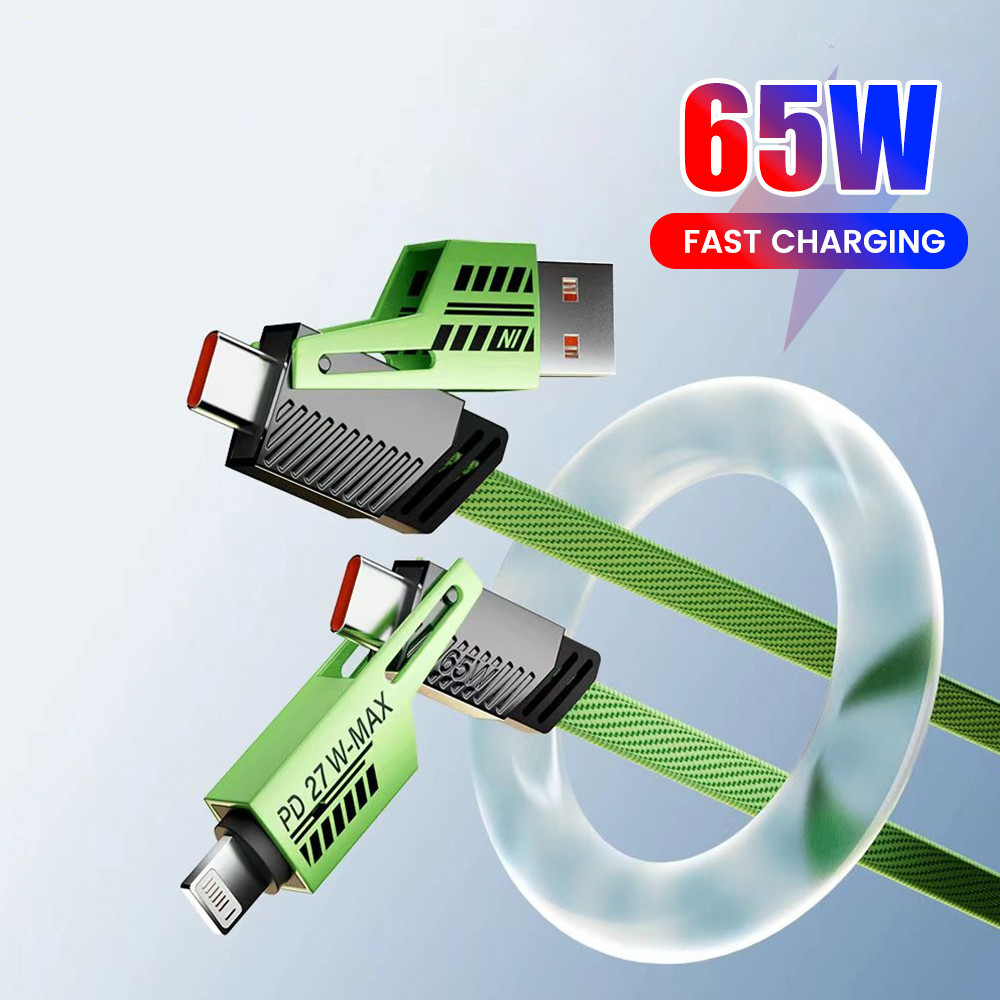 Twitch 4 in 1 Green 65W Super Fast Charge PD Type C Cable PD27W Type C ...