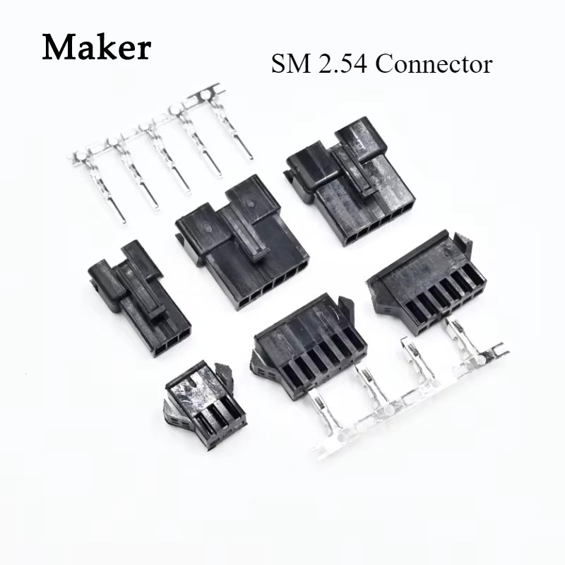 50Pcs Pitch SM2.54 Connector JST SM-2P SM-2R Connector Plug Female and Male Wire Connector ...