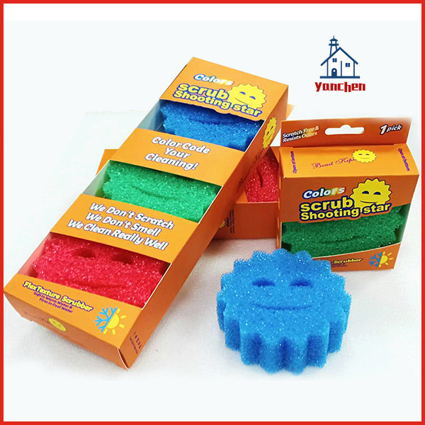 【Hot Sale】Scrub Shooting Star Kitchen Sponge,Creative Magic Dishwashing ...
