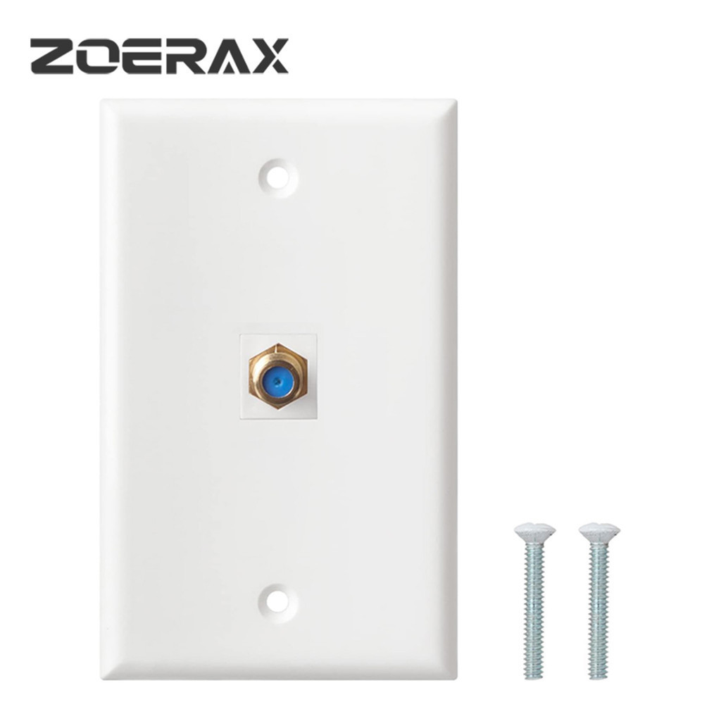 ZOERAX Coax Wall Plate 1-Pack, 1-Port TV Cable Wall Plate 3GHz F-Type ...