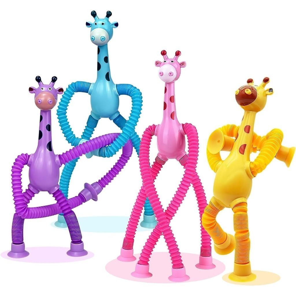 Telescopic Suction Cup Pop Tube Giraffe Toys，Animals Sensory Fidget ...