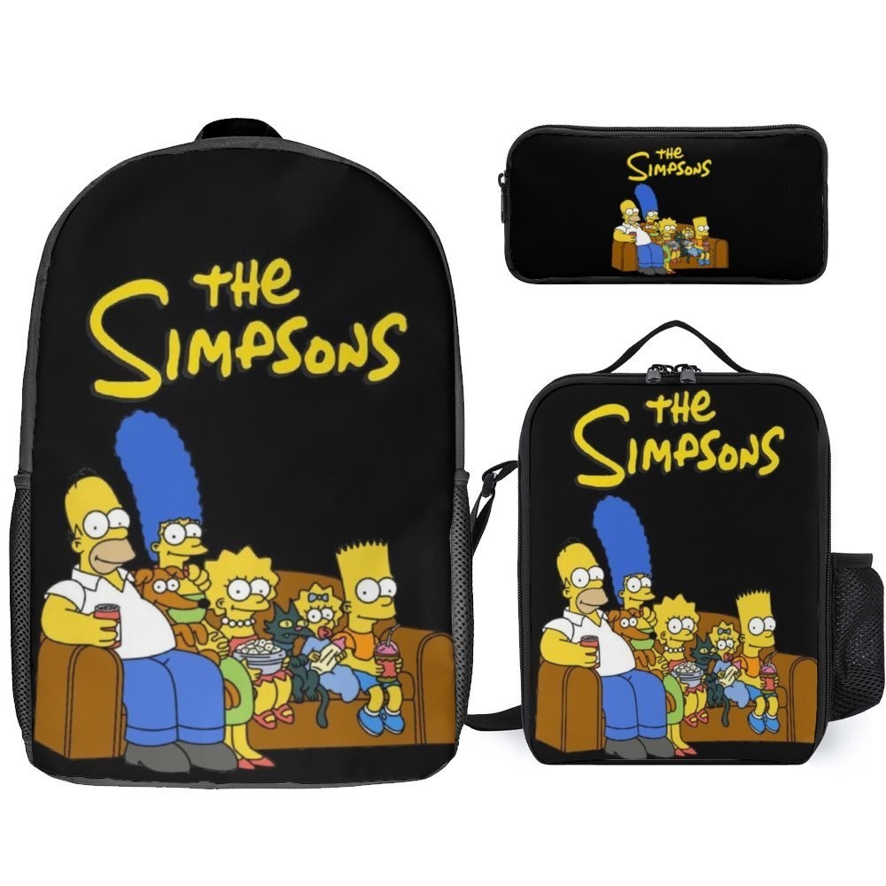 Simpsons 3 in 1 Backpack Cute Schoolbag Cartoon Back Pack Lightweight ...