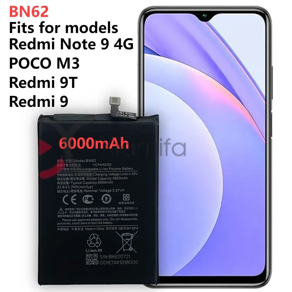 BN62 Replacement Battery for Xiaomi POCO M3 Redmi 9T Note 9 4G Latest ...