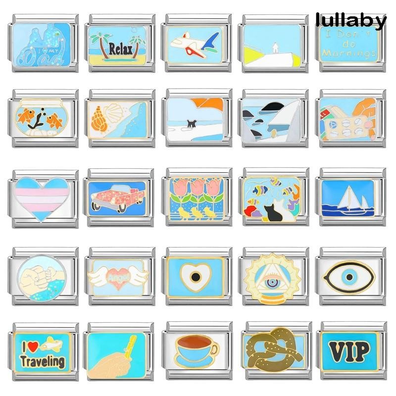 Blue Series Italian Charm Links Fit 9mm Stainless Steel Bracelet Diy ...