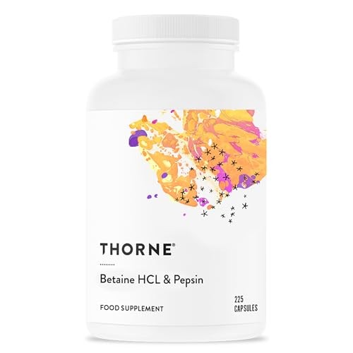 Thorne Betaine HCL & Pepsin - 225 Capsules - Digestive Enzymes for ...