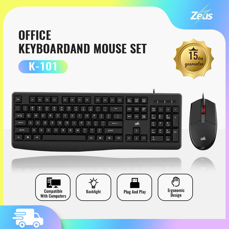 Zeus Office / School Keyboard And Mouse USB Wired Office Desktop Laptop ...