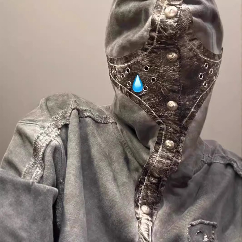 Thug club Washed Distressed Leather Masked Hoodie opium Style Jacket ...