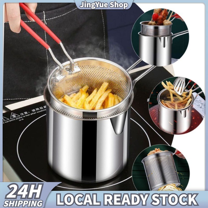 304 Oil Stainless Deep Fryer Pot Universal With Basket Fryer Pan Saving ...