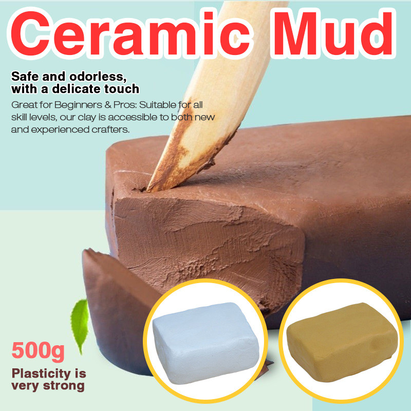 500g Ceramic Soft Clay Sculpture Mud No Bake Pottery Teaching Clay ...