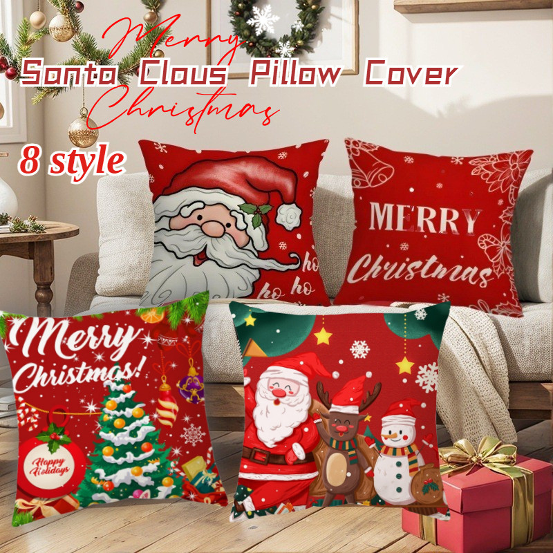 New Santa Claus Pillow Cover Cute Christmas Home Cushion Cover Cute ...