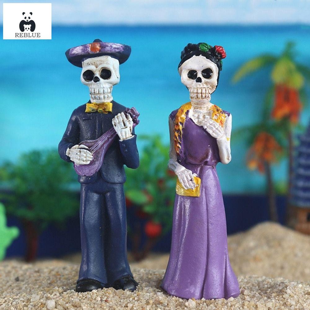 REBLUE 2pcs/Set Zombies Skeleton Couple, Resin Decorative Halloween ...