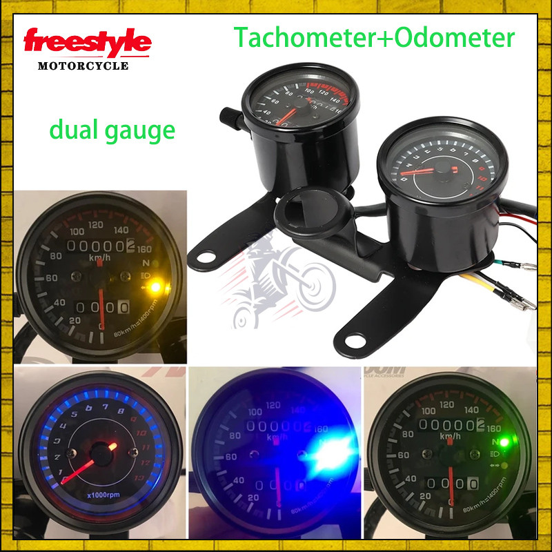 2 in 1 Motorcycle Odometer Speedometer Tachometer Modified LED Speed ...