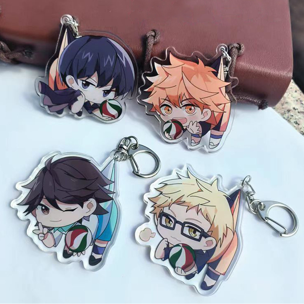 Cartoon Haikyuu!! Japan Anime Keychain Double Sides Volleyball Boy ...