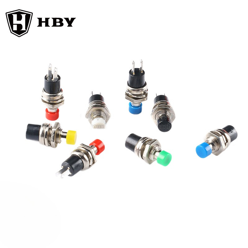 PBS-110 Push Button Switch 2 Pins No Lock Self-Reset 7MM Round Power ...