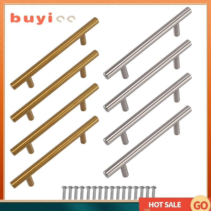 【Buyi00】8 PCS Gold Silver Handles Hardware Stainless Steel Drawer Pulls ...