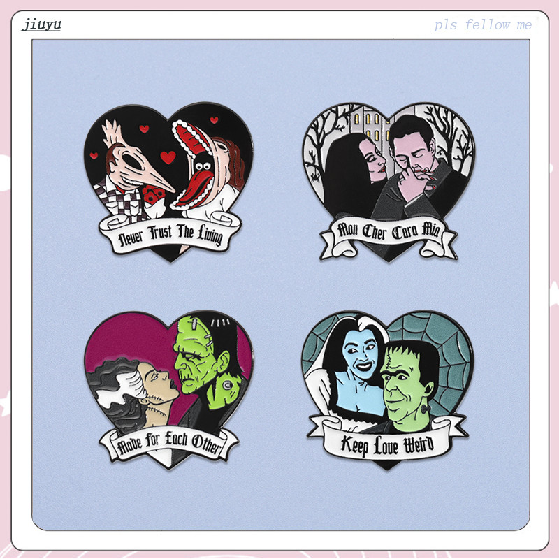 Keep Love Weird Pin Brooch Punk Horror Movie Badge Couple Love Heart ...
