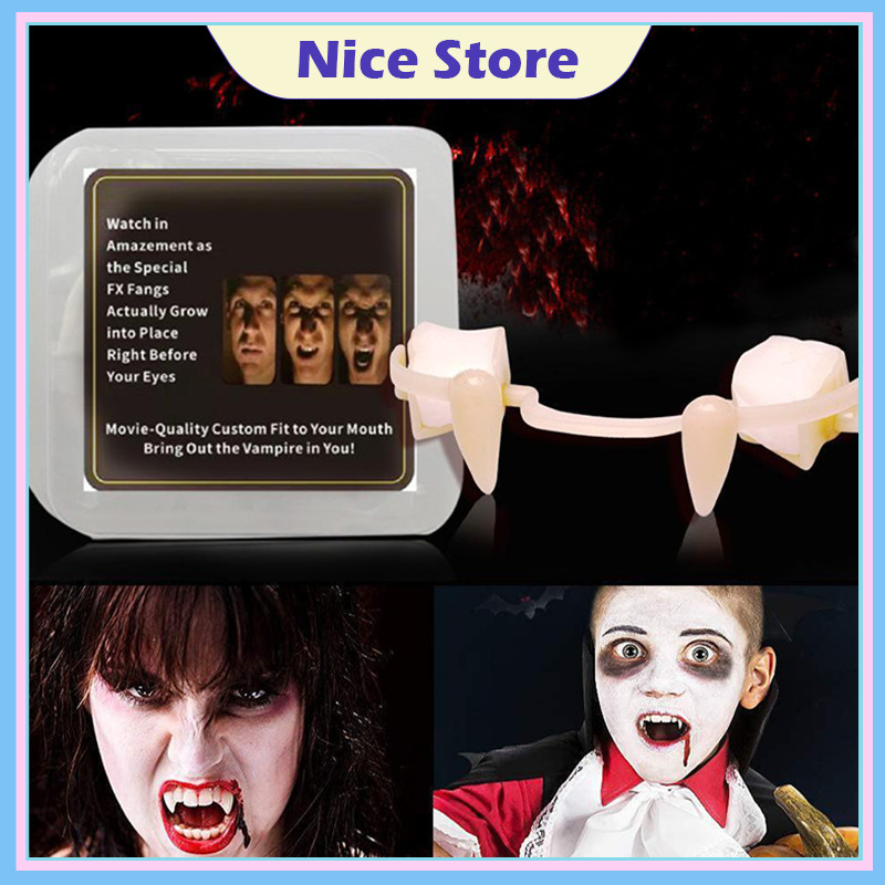 NICE Vampire Fake Teeth Retractable Dracula Teeth Halloween Monster ...