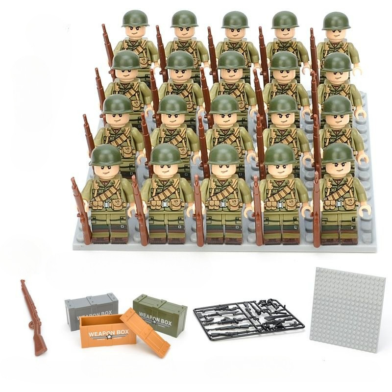 20-Piece Building Block Mini Figures - WWII Military Soldiers Set ...