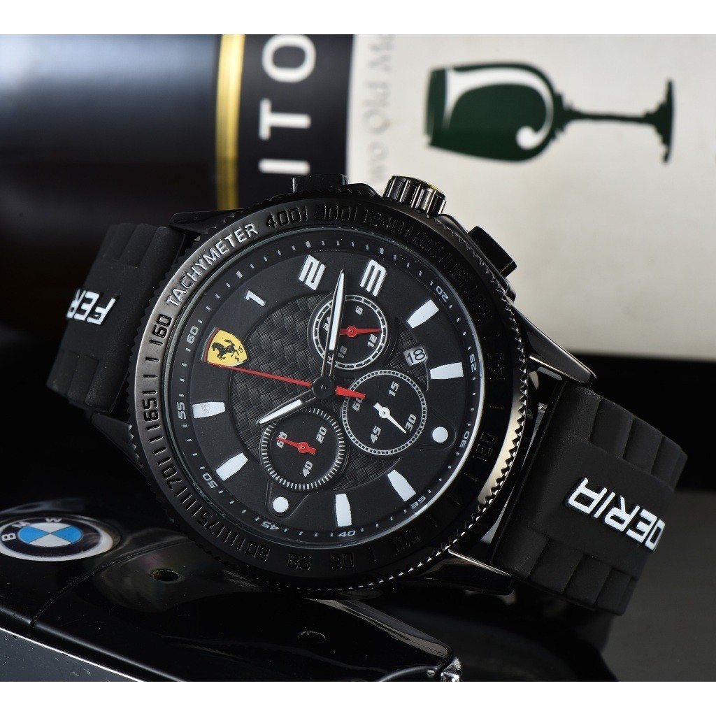 Ferrari Ferrari Stainless Steel Case Rubber Strap Men's Watch Rui Watch ...