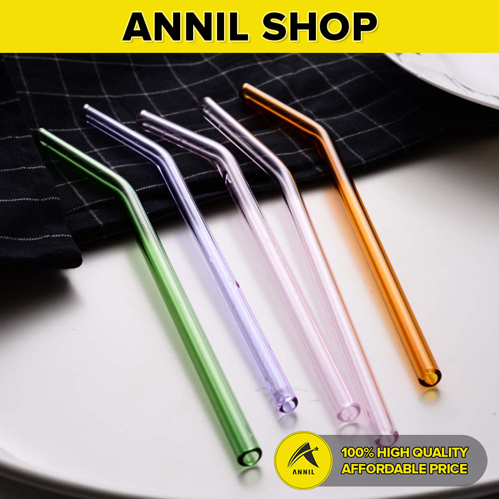 Annil Reusable Glass Straw Borosilicate or Pyrex Glass Bent Clear Glass ...