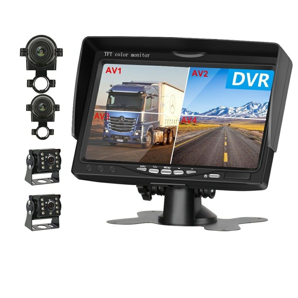 7 inch HD vehicle monitoring quad-view truck monitor bus camera system ...