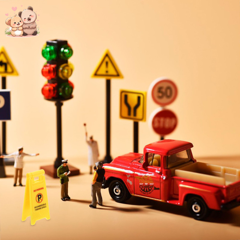 Mini Road Sign Parking Lot Simulation Props Warning Sign Miniature Road ...