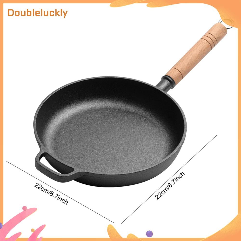 Cast Iron Mini Frying Pan with Wood Handle Nonstick Pre-Seasoned ...