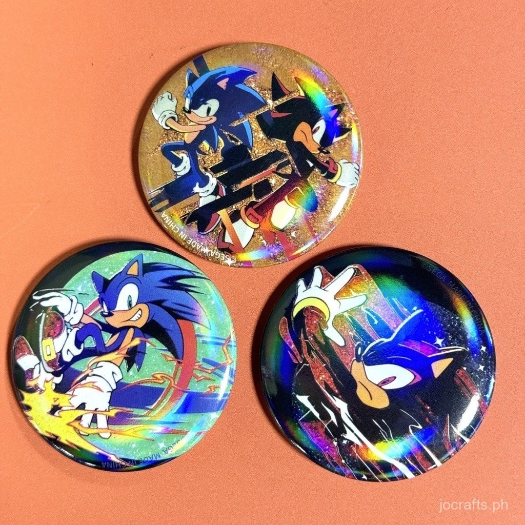 Sonic Laser Effect Round Badge58MM Baji Black Blue Summer Special Sonic ...