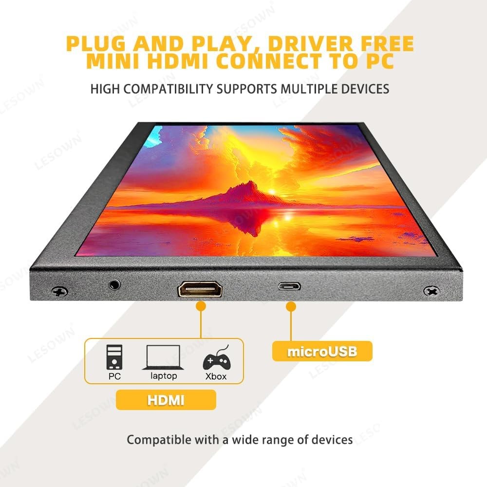 10 inch Monitor Touchscreen Small HDMI Portable Display 1024x600 IPS ...